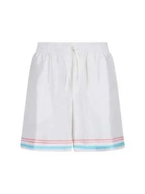 Casablanca Drawstring Swim Shorts With Stripe Detailing - White
