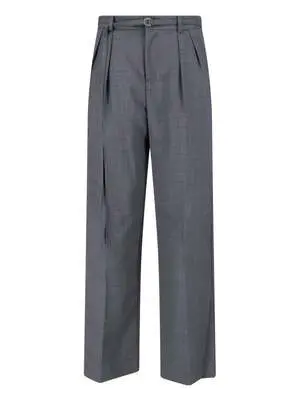 EUDON CHOI High-waisted Pleated Wide-leg Trousers With Belt