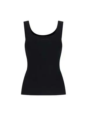 6397 Ribbed Cashmere Blend Wool Tank Top - Black