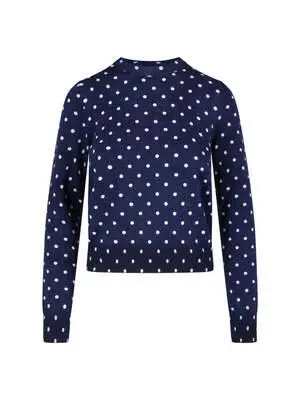 Comme Des Garçons Polka Dot High Neck Knit Sweater - Blue