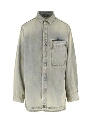 ENTIRE STUDIOS Wave-print 100% Cotton Shirt - Light Blue