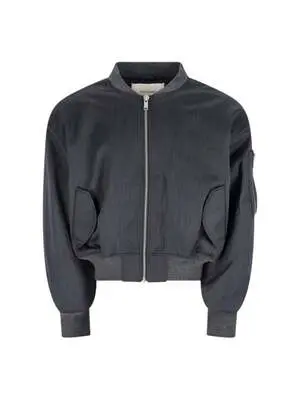 ENTIRE STUDIOS Zip-up Bomber Jacket In Wool Blend - Grey