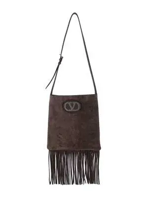 Valentino Garavani Suede Fringe Shoulder Bag - Brown