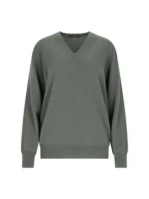 CANESSA CANESSA 100% Cashmere V-Neck Sweater Green