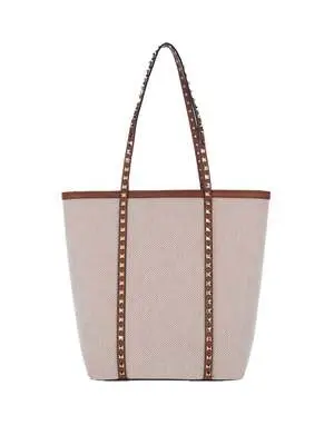 Valentino Garavani Studded Canvas Tote Bag - Beige