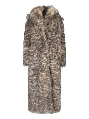 ENTIRE STUDIOS Cream Faux Fur Belted Jacket - Beige