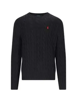 Polo Ralph Lauren Cable-knit Cotton Crewneck Sweater - Black