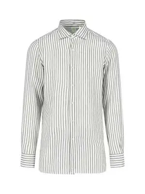 FINAMORE 1925 Striped Cotton Button-up Shirt - Green