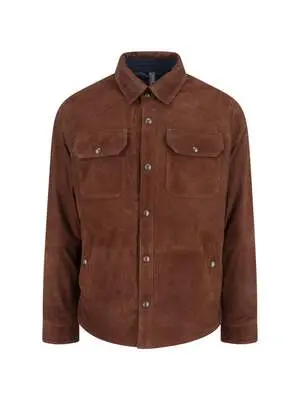 Polo Ralph Lauren Goat Suede And Recycled Polyester Jacket - Brown