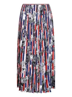 Thom Browne Printed Pleated Midi Skirt