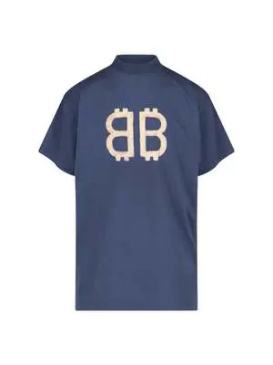 Balenciaga Cotton-blend T-shirt With Stretch Detail - Blue
