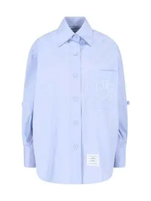 Thom Browne 100% Cotton Classic Collar Button-up Shirt With Embroidered Pocket