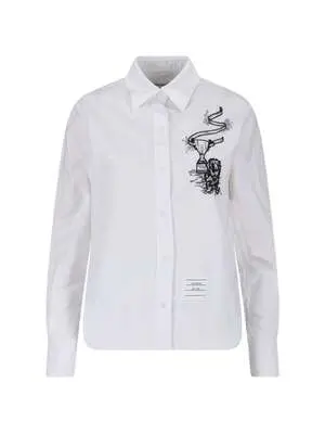 Thom Browne Embroidered Cotton Shirt