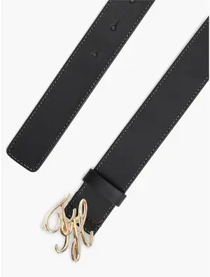 Tommy Hilfiger Script Monogram Buckle Leather Belt