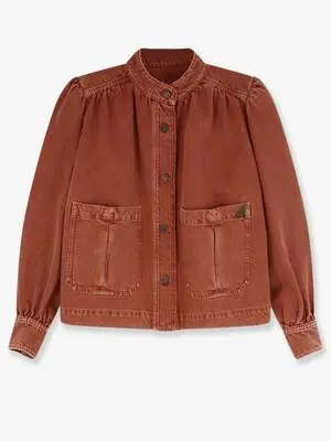 Chloé Long Puff Sleeve Denim Jacket With Gathered Trim - Multicolor