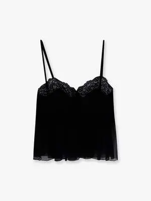 Chloé Silk Top With Lace Accents - Black