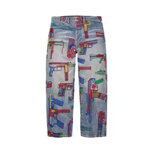 Supreme Guns Embroidered Loose Fit Jean 'washed Indigo - Blue