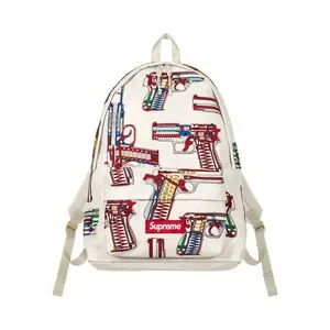 Supreme Guns Embroidered Leather Backpack - White