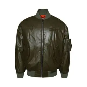 Gucci Leather Bomber Jacket 'military - Green