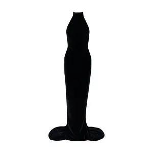 VESTIAIRE D'UN OISEAU LIBRE Open-back Velvet Gown - Black