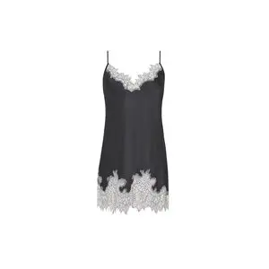 AVENUE 8 Lace Detailed Mini Cami Dress & White - Black