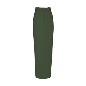 VESTIAIRE D'UN OISEAU LIBRE Khaki Cashmere Pencil Skirt - Green