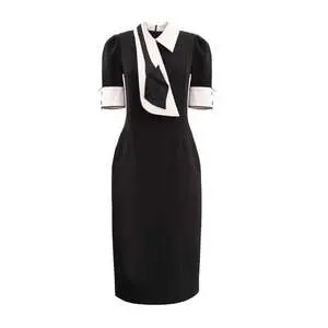 JULIA ALLERT Midi Dress With White Collar And Cuffs - Black