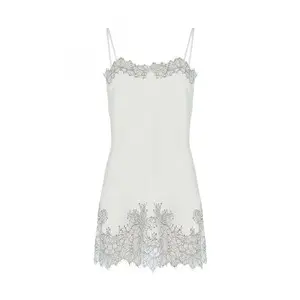 AVENUE 8 Lace Detailed Straight Neck Mini Dress - White
