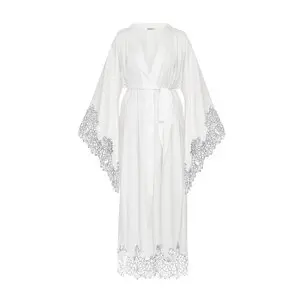 AVENUE 8 Lace Detailed Maxi Robe - White