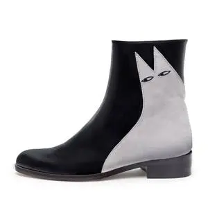 JOCIE JURITZ COLLECTION Black / Grey Etta Low Cat Boots - Black/grey