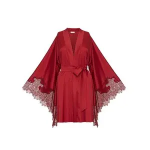 AVENUE 8 Lace Detailed Mini Robe - Red