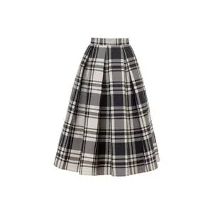 GEORGETTE Noir Grid Midi Skirt