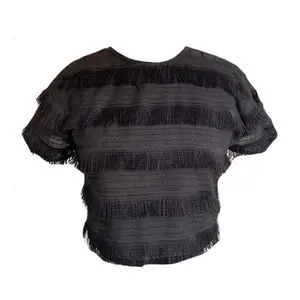 MIRIMALIST Fringe Crop Top - Black