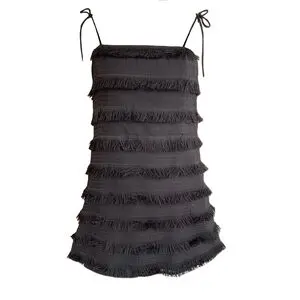 MIRIMALIST Fringe Mini Dress - Black
