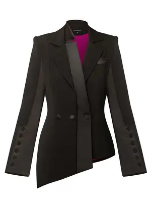 TIA DORRAINE Modern Power Asymmetric Tailored Blazer - Black
