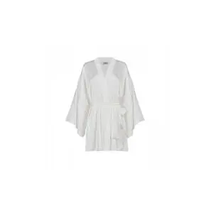AVENUE 8 Mini Silk Robe - White