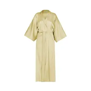 AVENUE 8 Maxi Silk Collar Robe Buttermilk - Yellow
