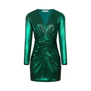 URBAN TOUCH Metallic Ruched Skirt Mini Dress - Green