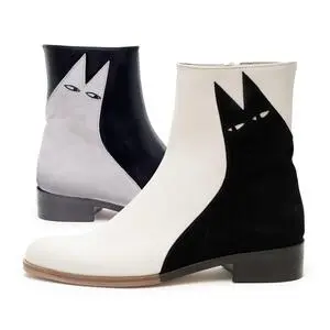 JOCIE JURITZ COLLECTION Black / White / Grey Mix & Match Low Cat Boots - Black/white/grey