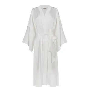 AVENUE 8 Maxi Silk Robe - White