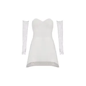 VESTIAIRE D'UN OISEAU LIBRE Sequined Gloves Mini Dress - White