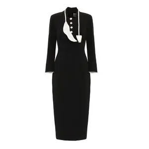JULIA ALLERT Stylish Formal Fitted Midi Dress - Black