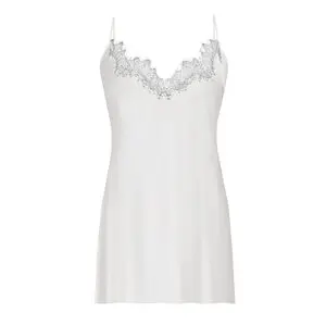 AVENUE 8 Silk Slip Mini Lace Dress - White