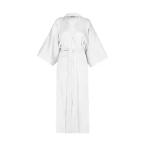 AVENUE 8 Maxi Silk Collar Robe - White
