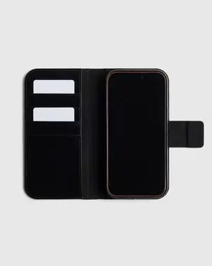 Quince Italian Leather Phone 2-in-1 Folio Case - Black