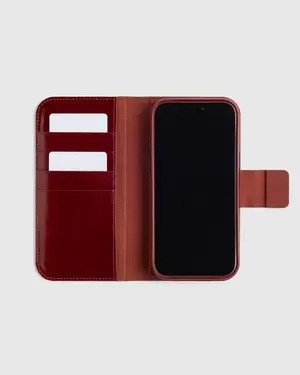 Quince Italian Leather Phone 2-in-1 Folio Case - Saddle