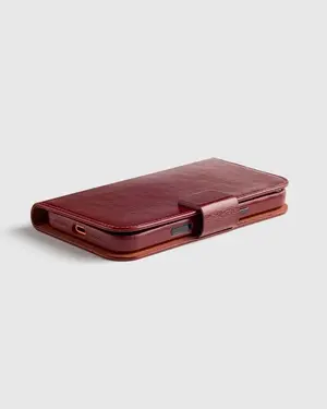 Quince Italian Leather Phone 2-in-1 Folio Case - Saddle