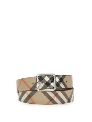 Burberry Reversible B Buckle Check Belt - Cream