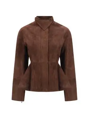 Alaïa Suede Goatskin Peplum Jacket - Brown