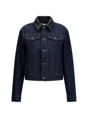 Bottega Veneta Denim Jacket With Classic Collar - Blue